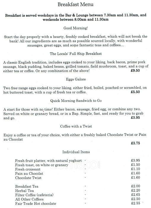 Menu at Best Western Ship Hotel pub & bar, Weybridge