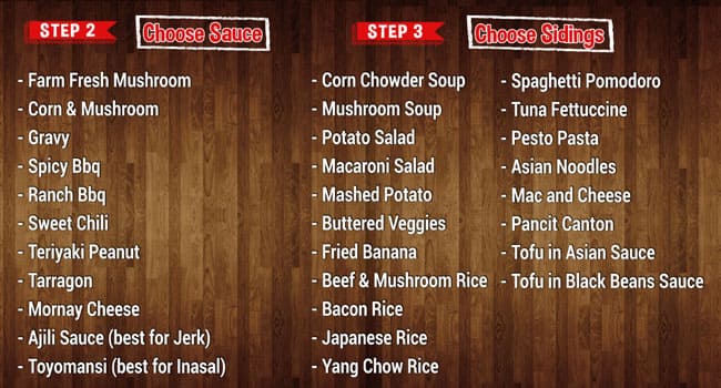 Menu at World Chicken restaurant, Makati, 3/F