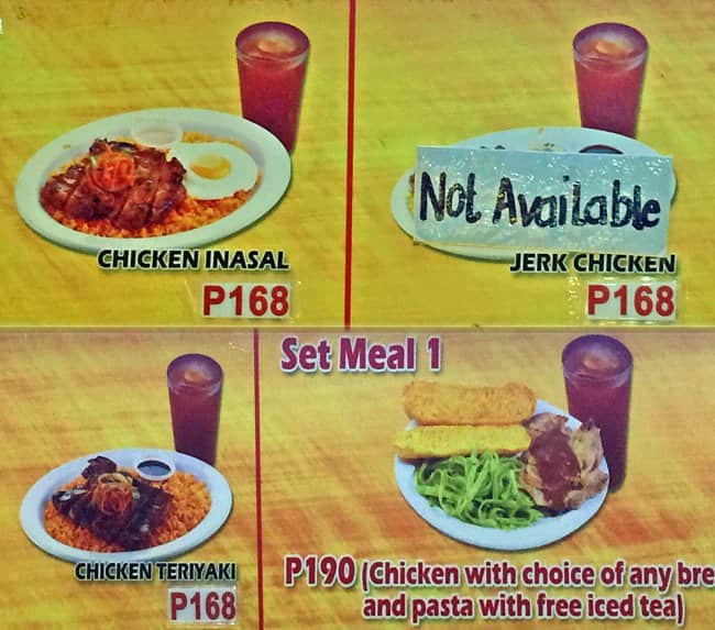 Menu at World Chicken restaurant, Makati, Ground Flr