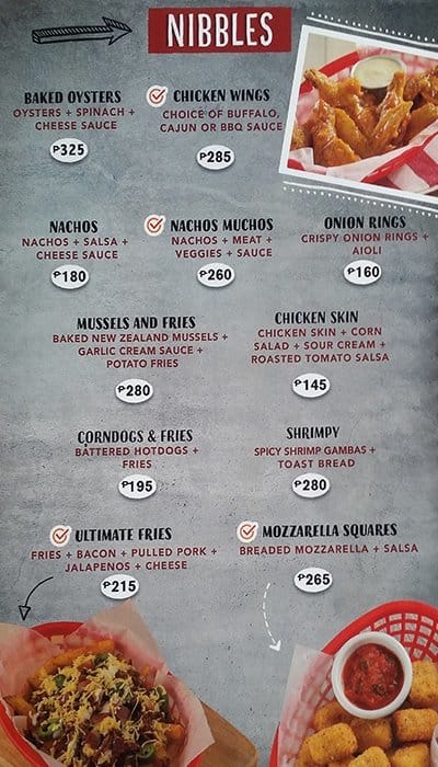 Menu at RUB restaurant, Quezon City