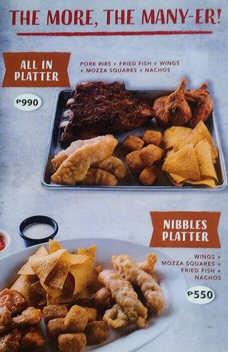 Menu at RUB restaurant, Quezon City