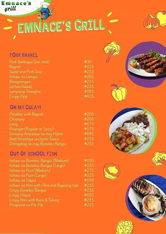 Menu at Emnaces Grille restaurant, Quezon City