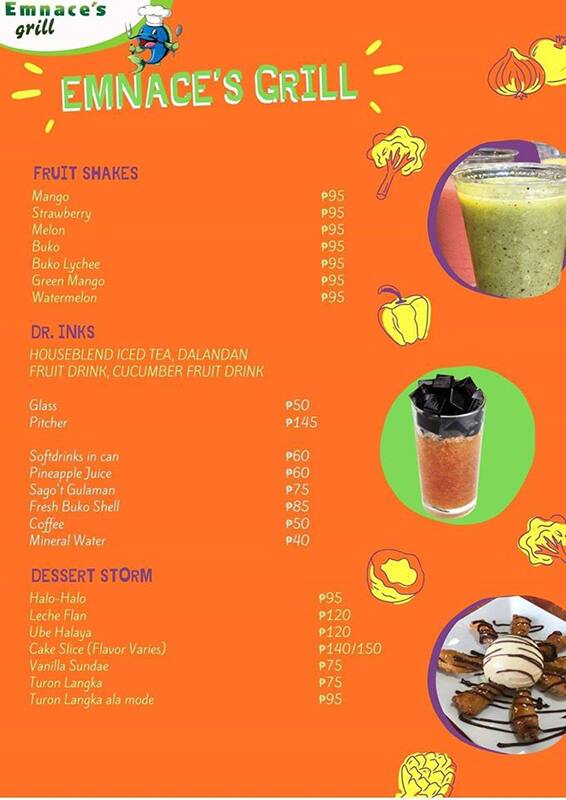 Menu at Emnaces Grille restaurant, Quezon City