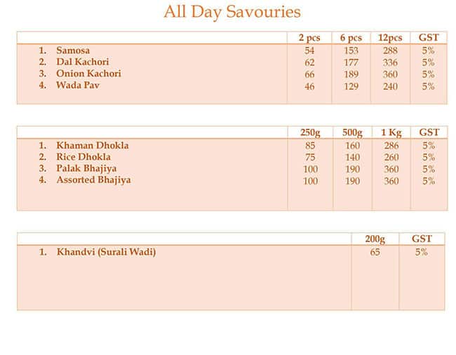 Menu of Karachi Sweet Mart, Camp Area, Pune