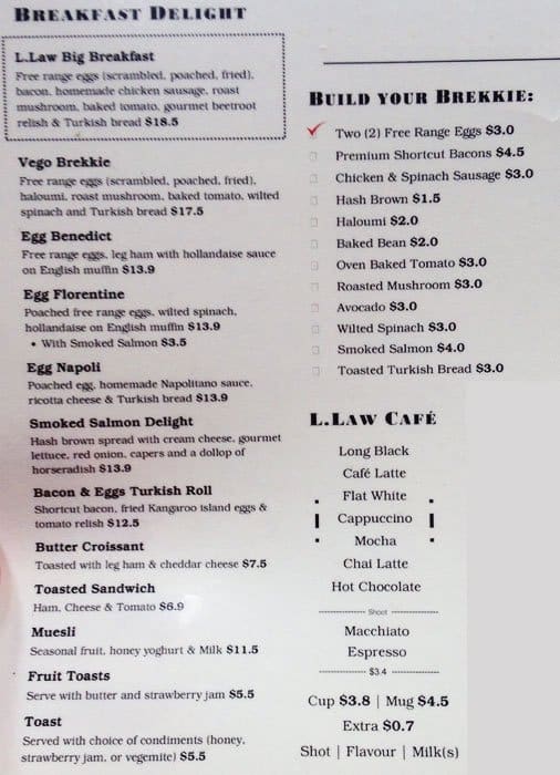 Menu at Cafe Foreyou, Port Adelaide, 117a Lipson St