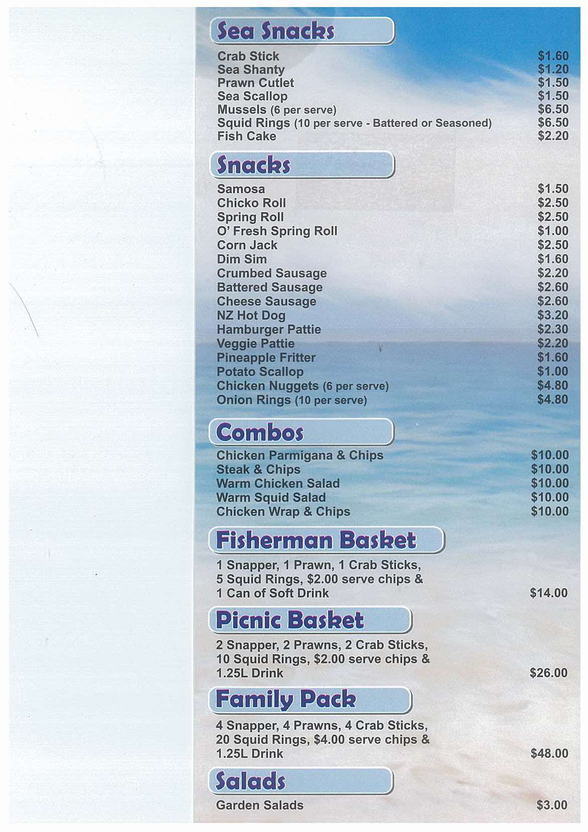 Menu at Ocean Fresh Fish & Chip in Bedford fast food, Bedford