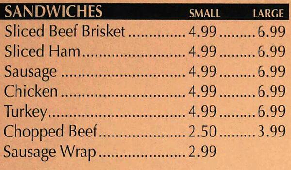 Menu at The Pit Barbecue, Georgetown