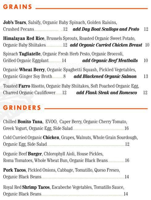 Menu at Righteous Foods cafe, Fort Worth