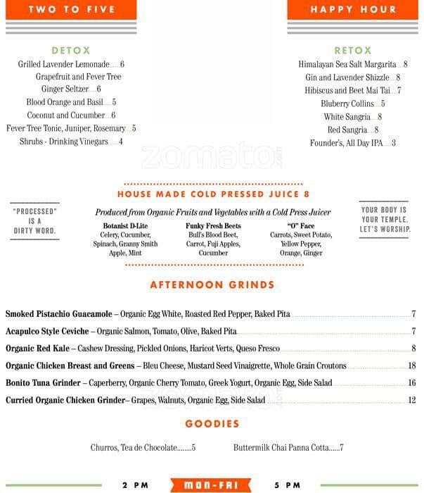 Menu at Righteous Foods cafe, Fort Worth