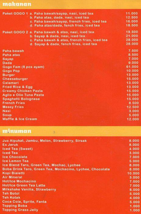 Gogo Chicken Menu, Menu for Gogo Chicken, Pamulang, Tangerang - Zomato ...