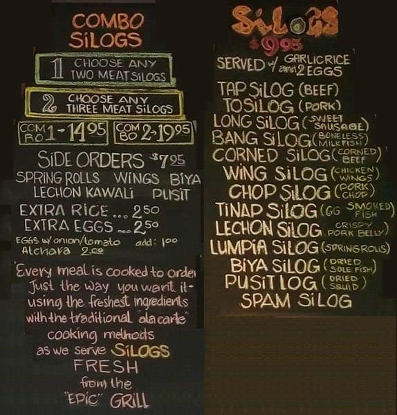 Menu at EPIC GRILL SILOGS desserts, New Westminster