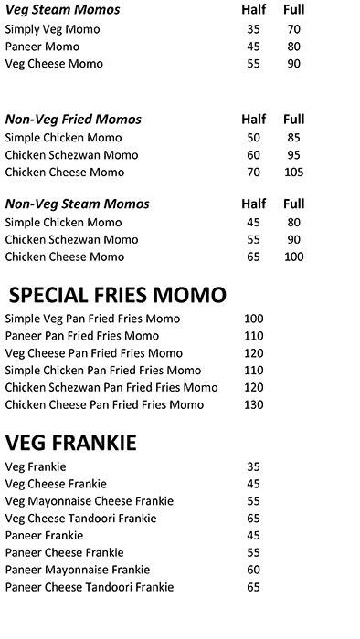 Menu at the fries momo, Thane