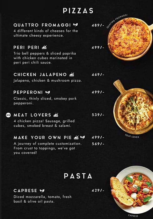 Menu at Masson's, New Delhi