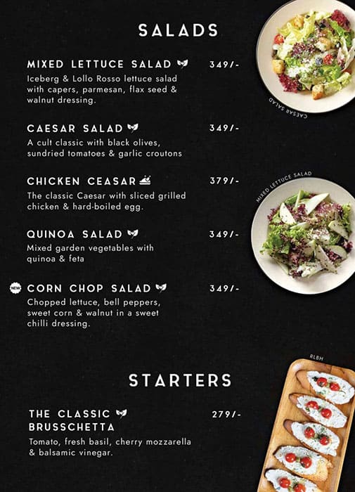 Menu at Masson's, New Delhi