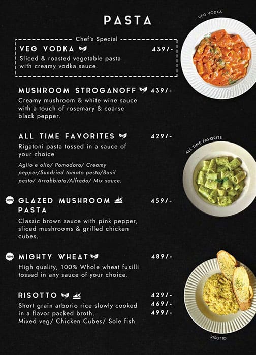 Menu at Masson's, New Delhi