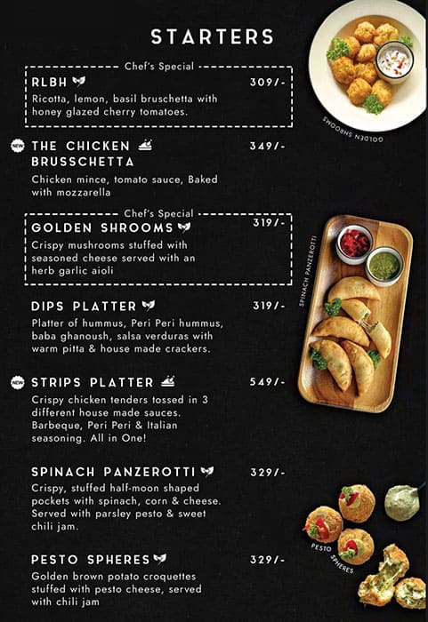 Menu at Masson's, New Delhi