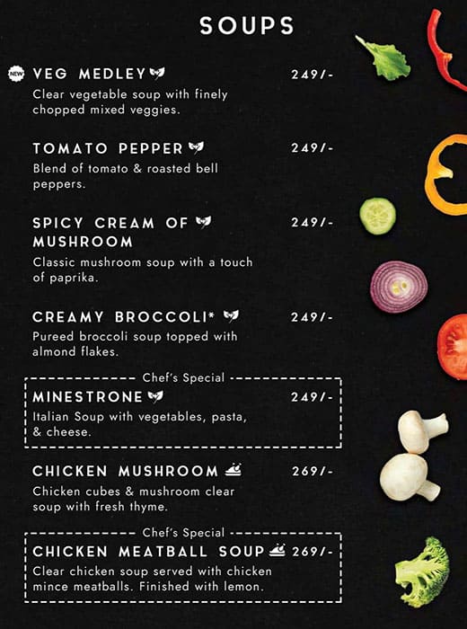 Menu at Masson's, New Delhi