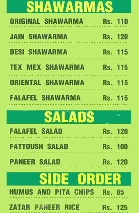 Menu of Aroma Shawarma, Kukatpally, Hyderabad