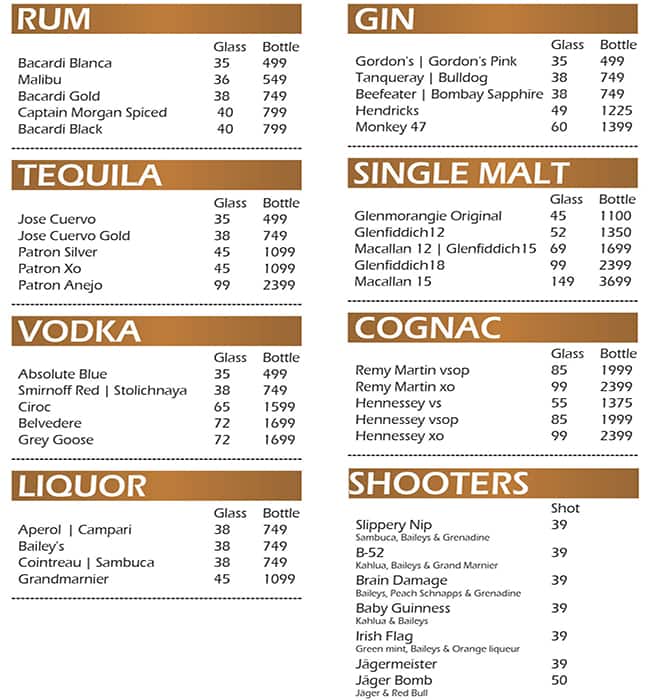 Menu at The Docks Gastropub, Dubai