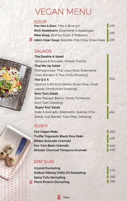 Menu at Foo Brigade Road, Bengaluru