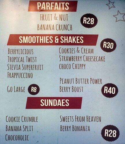Speisekarte von Angel Berry nachtisch, Midrand