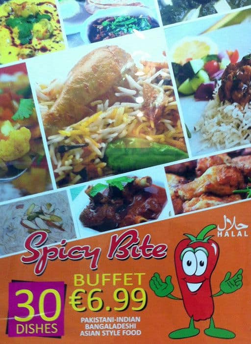 Menu at Spicy Bite restaurant, Dublin