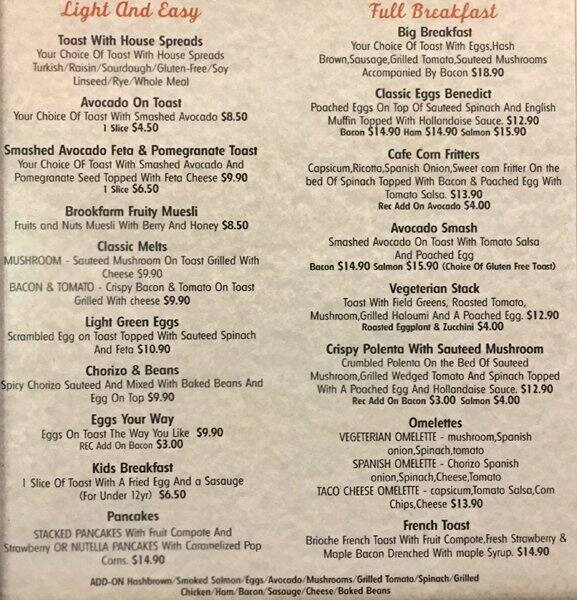 Menu at Platform 8, 159-175 Church St - Restaurant prices