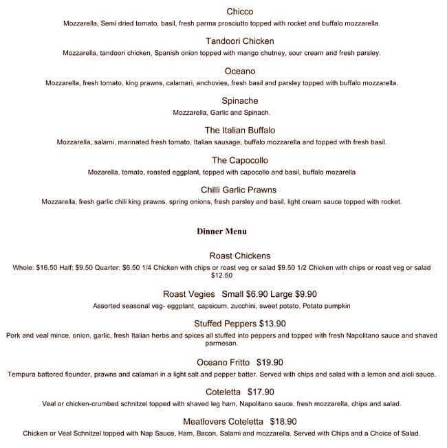 Menu at Sugo Pizzeria, Dulwich