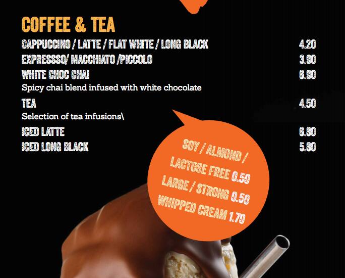Menu at Max Brenner Chocolate Bar, Carindale
