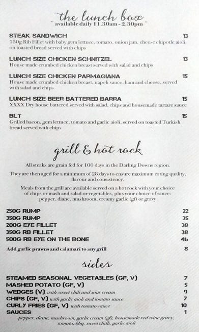 Menu at Hansen's Rocklea Hotel pub & bar, Sunnybank