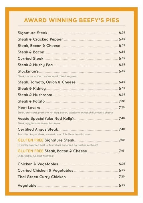 Beefy's Menu, Menu for Beefy's, Cannon Hill, Brisbane - Urbanspoon/Zomato