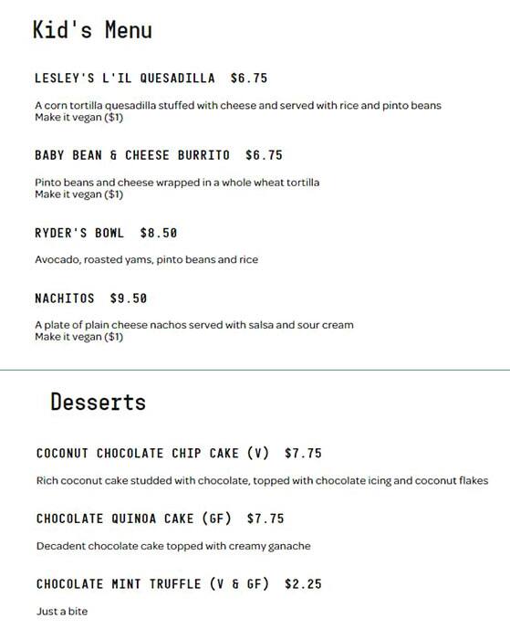 Menu at The Burrow Restaurant - Formerly Bandidas Taqueria, Vancouver
