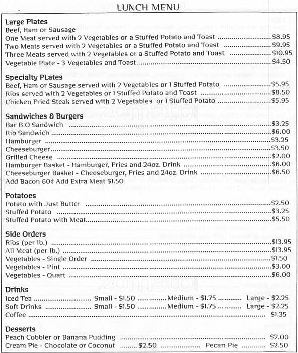 Menu at Hickory House BBQ, Lancaster