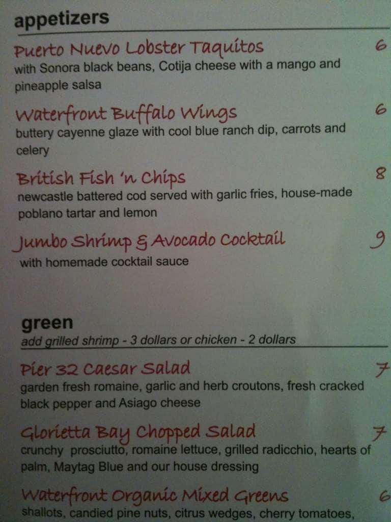 Menu at The Waterfront Grill @ Pier 32 Marina - San Diego restaurant ...