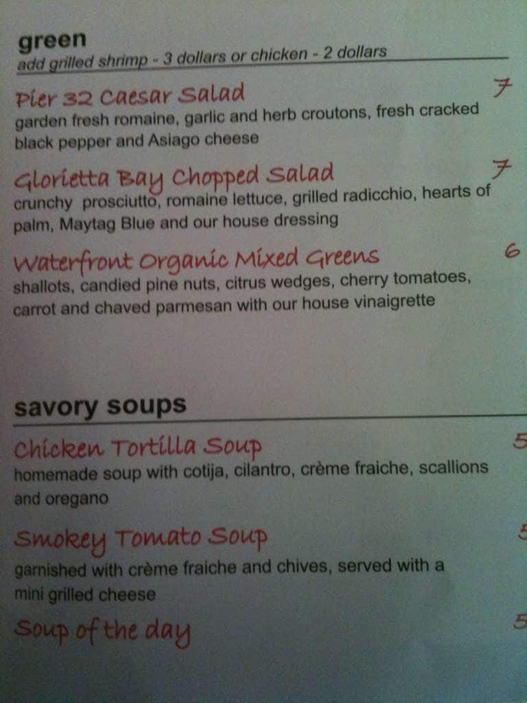 Menu at The Waterfront Grill @ Pier 32 Marina - San Diego restaurant ...