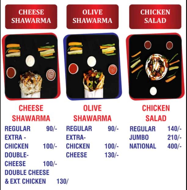 Menu of Baghdadi Shawarma, Mira Road, Mumbai