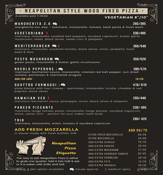 Menu of Subakes, Sadashiv Peth, Pune