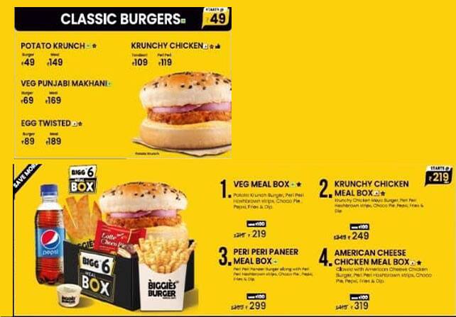 Menu of Biggies Burger, Vadapalani, Chennai