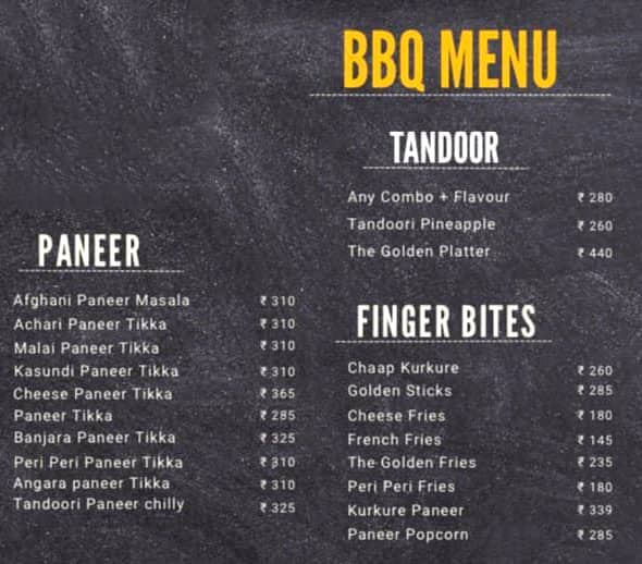 Menu of The Golden BBQ, Chandkheda, Ahmedabad