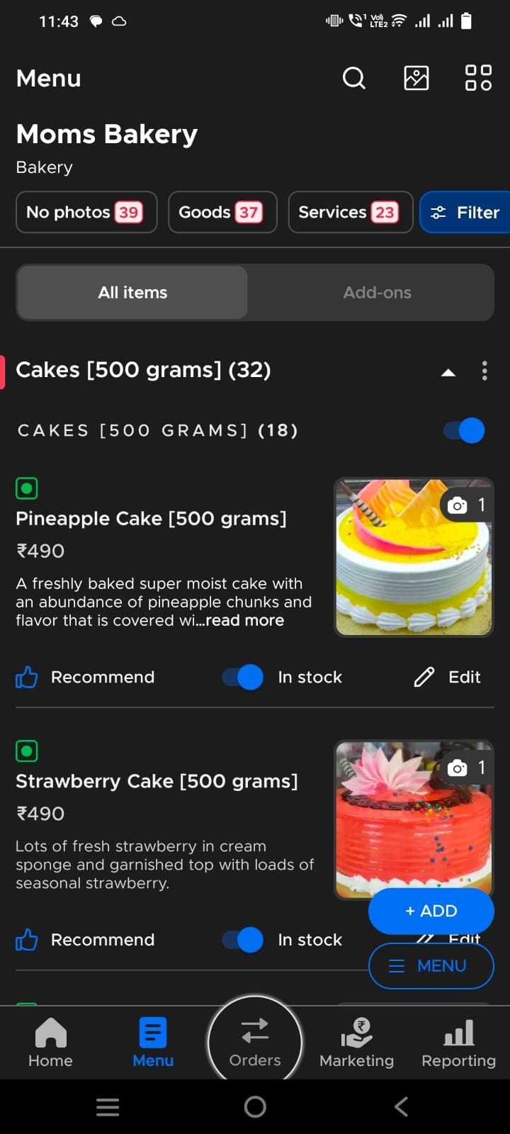 Menu of Mom's Bakery And Sweets, Devendra Nagar, Raipur