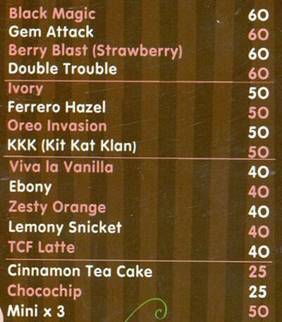 Menu at The CupCake Shop, Noida