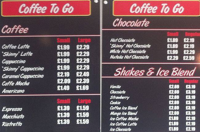 Menu at Coffee To Go cafe, London