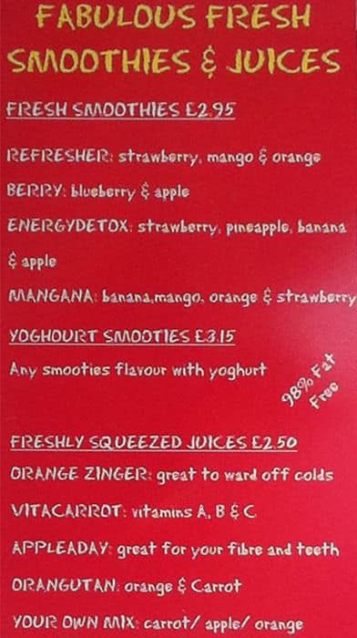 Menu at Coffee To Go cafe, London