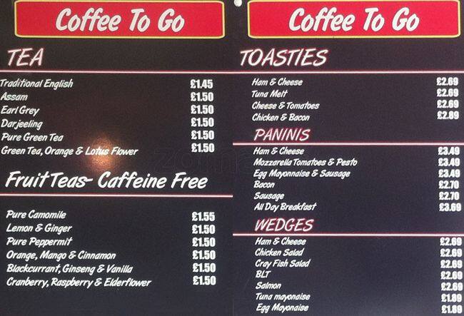 Menu at Coffee To Go cafe, London