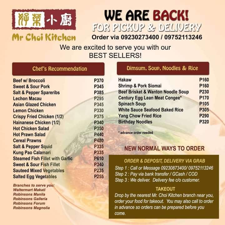 Menu at Mr. Choi Kitchen restaurant, Mandaluyong, Level 1