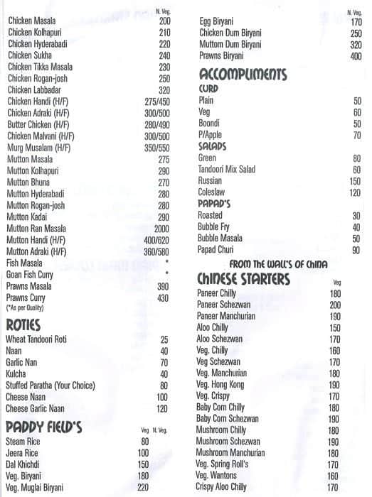 Menu at PIT STOP, Pune, 13