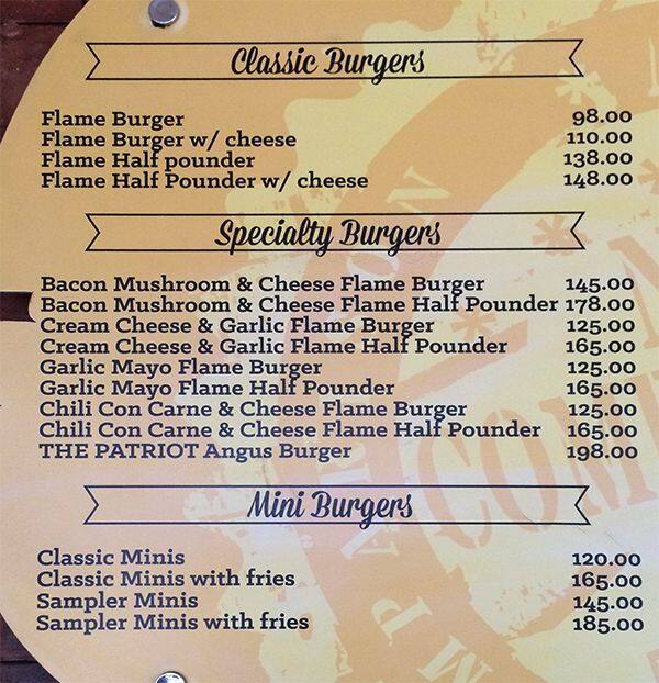 Menu at Flame It!, Cebu City, G/F