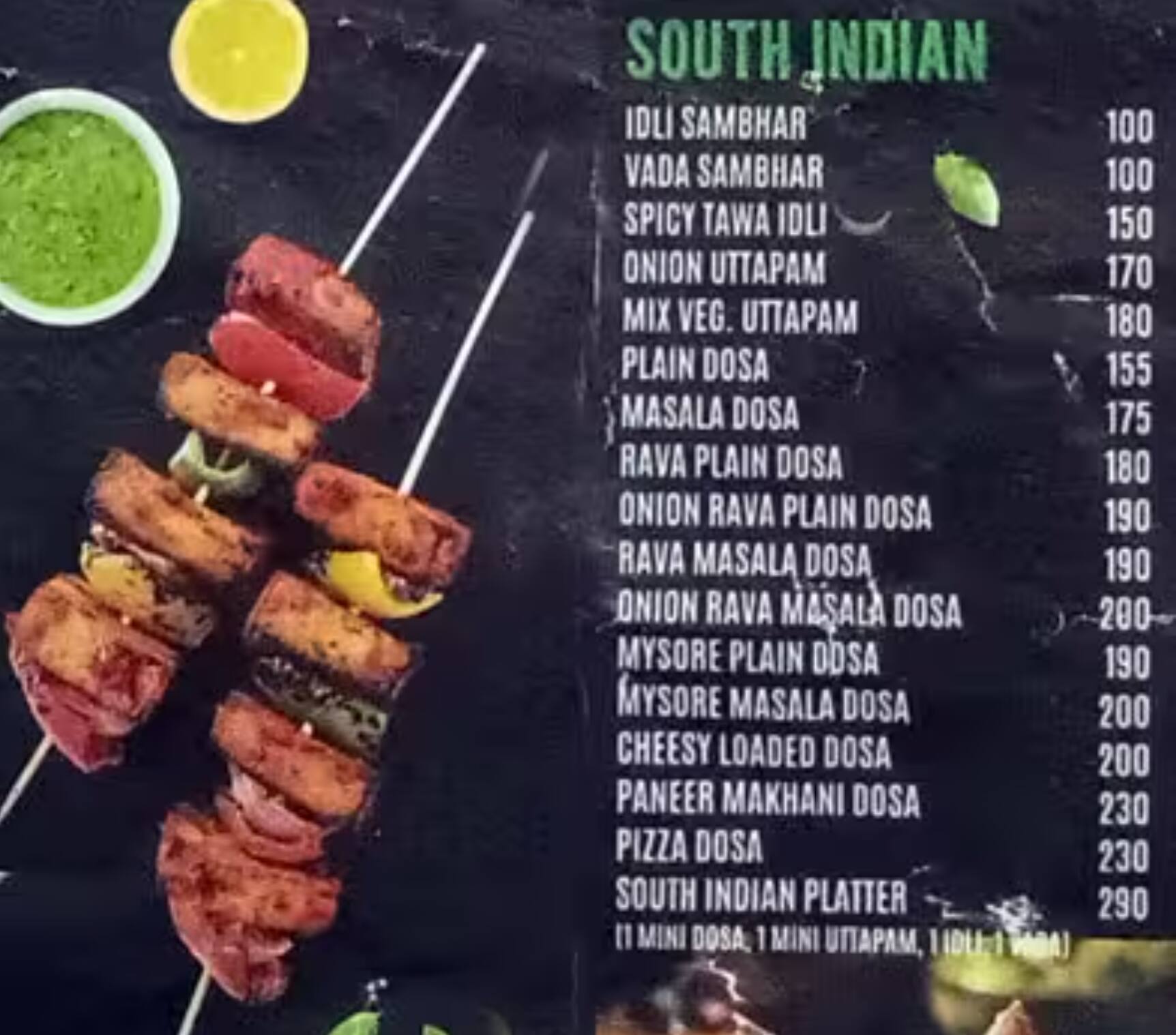 Menu of Kanha, C Scheme, Jaipur