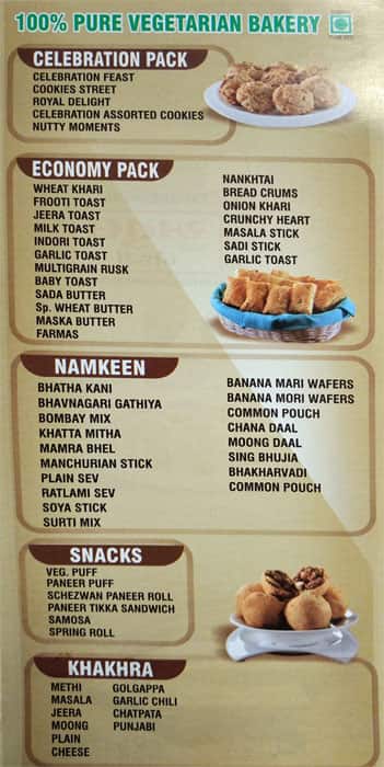 Menu at Atul Bakery Bhatar, Surat, U-33