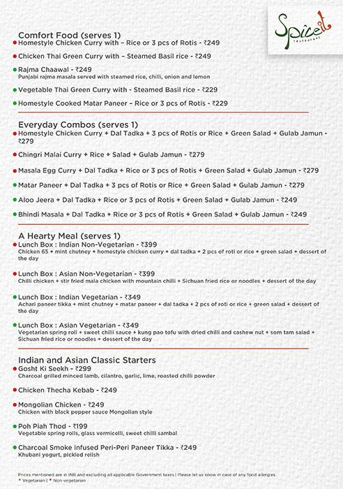 Menu at Spice It - Ibis Hotel, Bengaluru, ibis Bengaluru Outer Ring Road